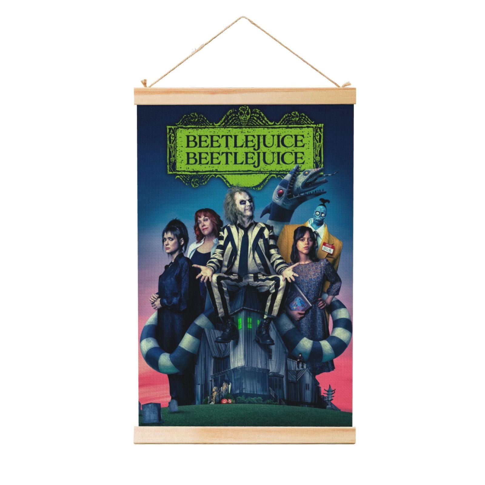 Beetlejuice Poster Wooden Shaft Hanging Banner Painting With Cord ...