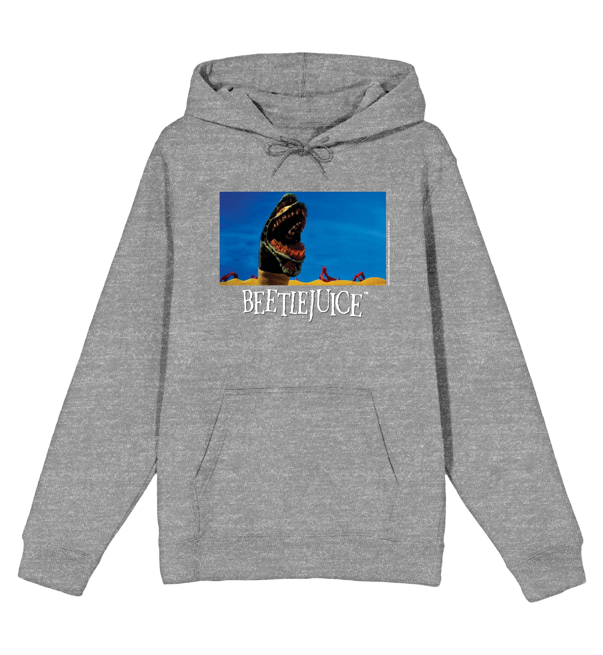Beetlejuice Sandworm Adult Heather Gray Long Sleeve Hoodie-Medium ...