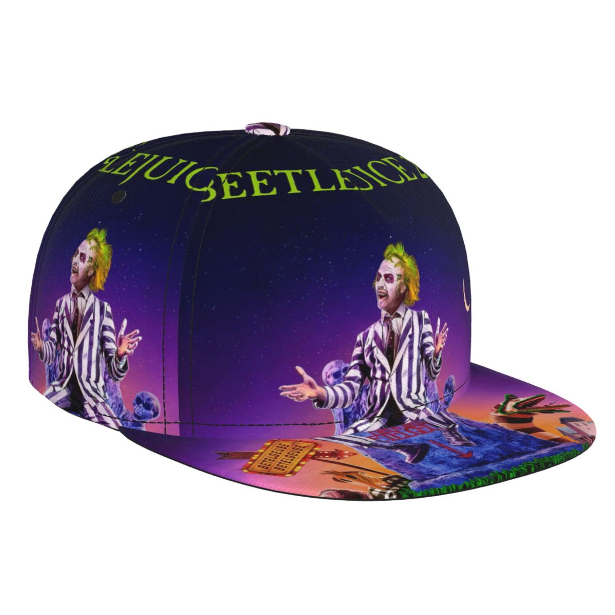 Beetlejuice Tim Brim Bill Baseball Cap Adjustable Snapback Hat Hip Hop ...