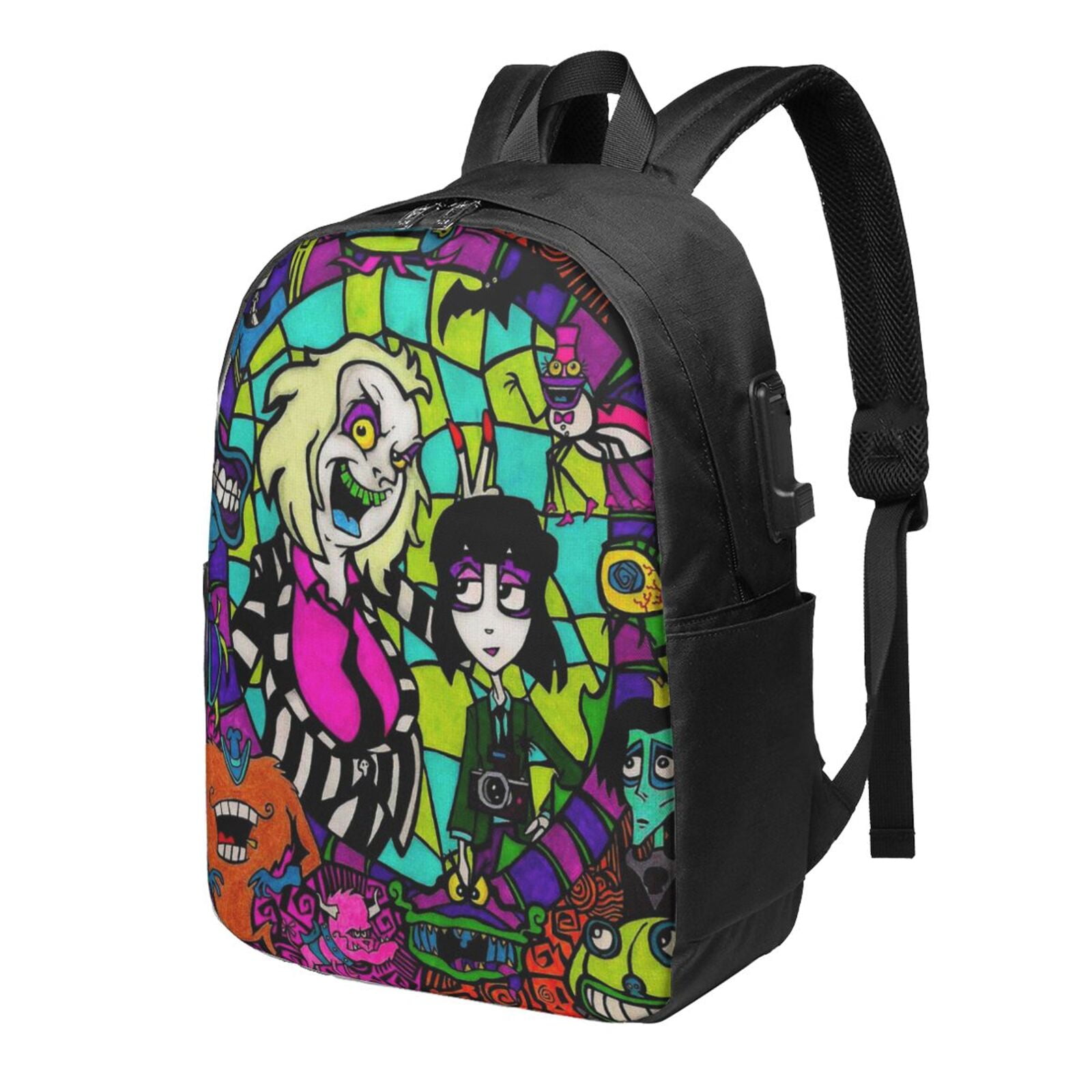 Beetlejuice Tim USB Backpack 17 IN Laptop Bags Bookbags Travel School ...