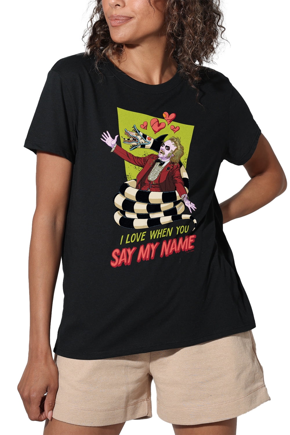 Beetlejuice Valentine Sandworm Women's Loose T-Shirt, Black, X-Large ...