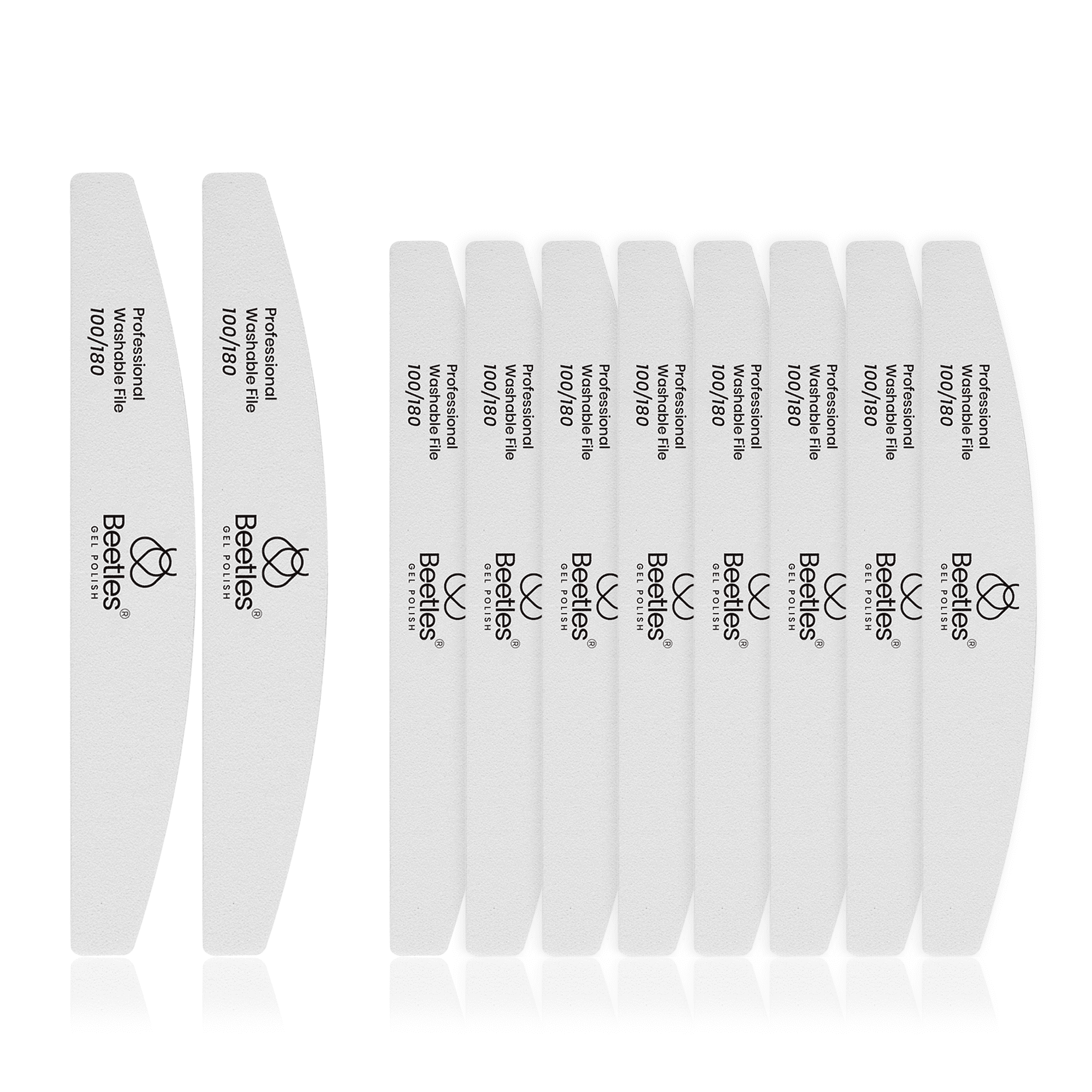 Beetles 10 PCS Professional Nail File Set, Double Sided Emery Board 100 ...