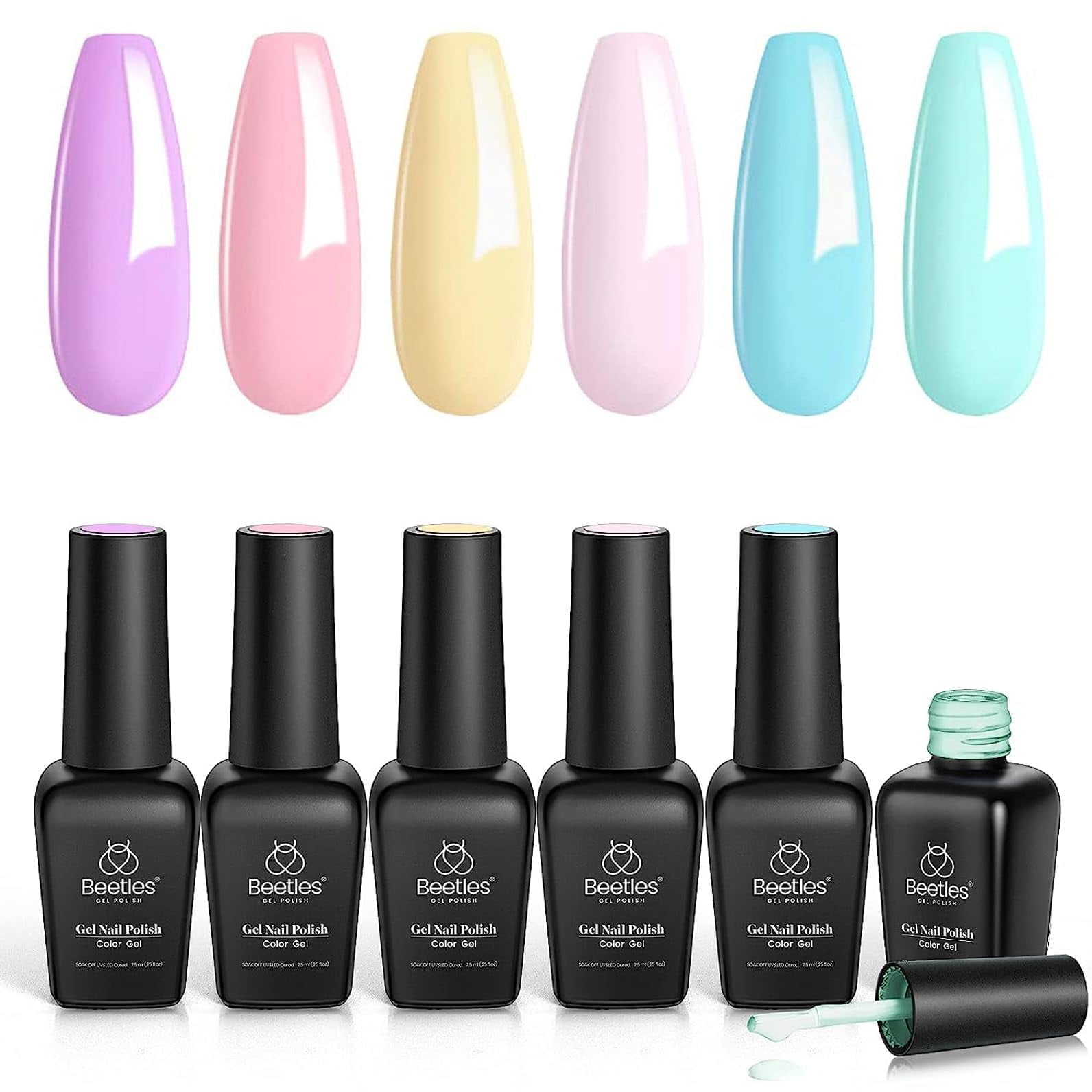 Beetles Gel Nail Polish Set 6 Colors Pastel Pink Yellow Blue Gel Polish ...