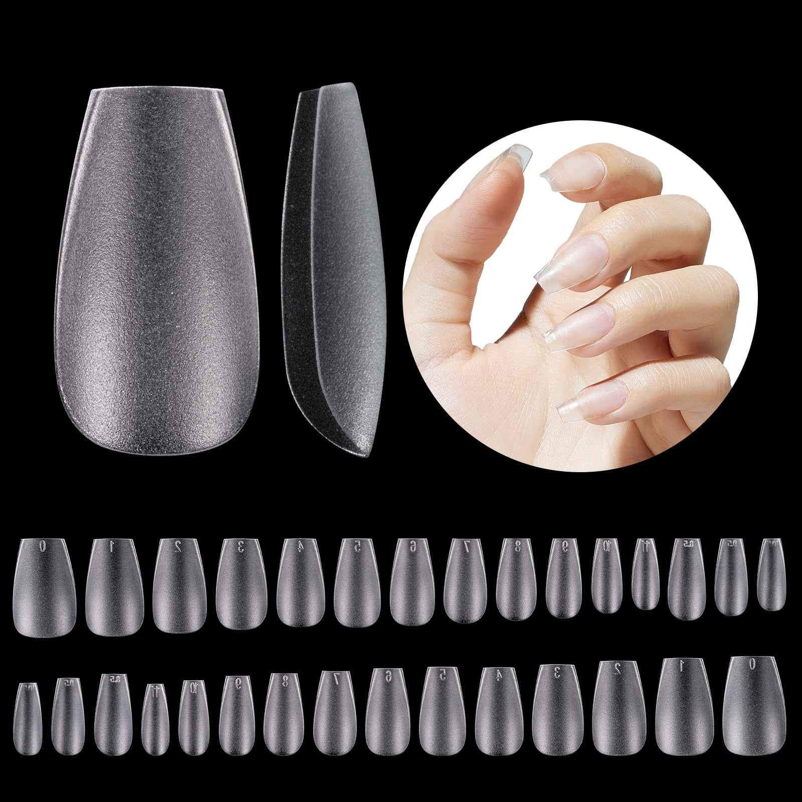 Beetles Gel Nail Tips, 510Pcs Matte Short Coffin, Full Cover, Clear ...