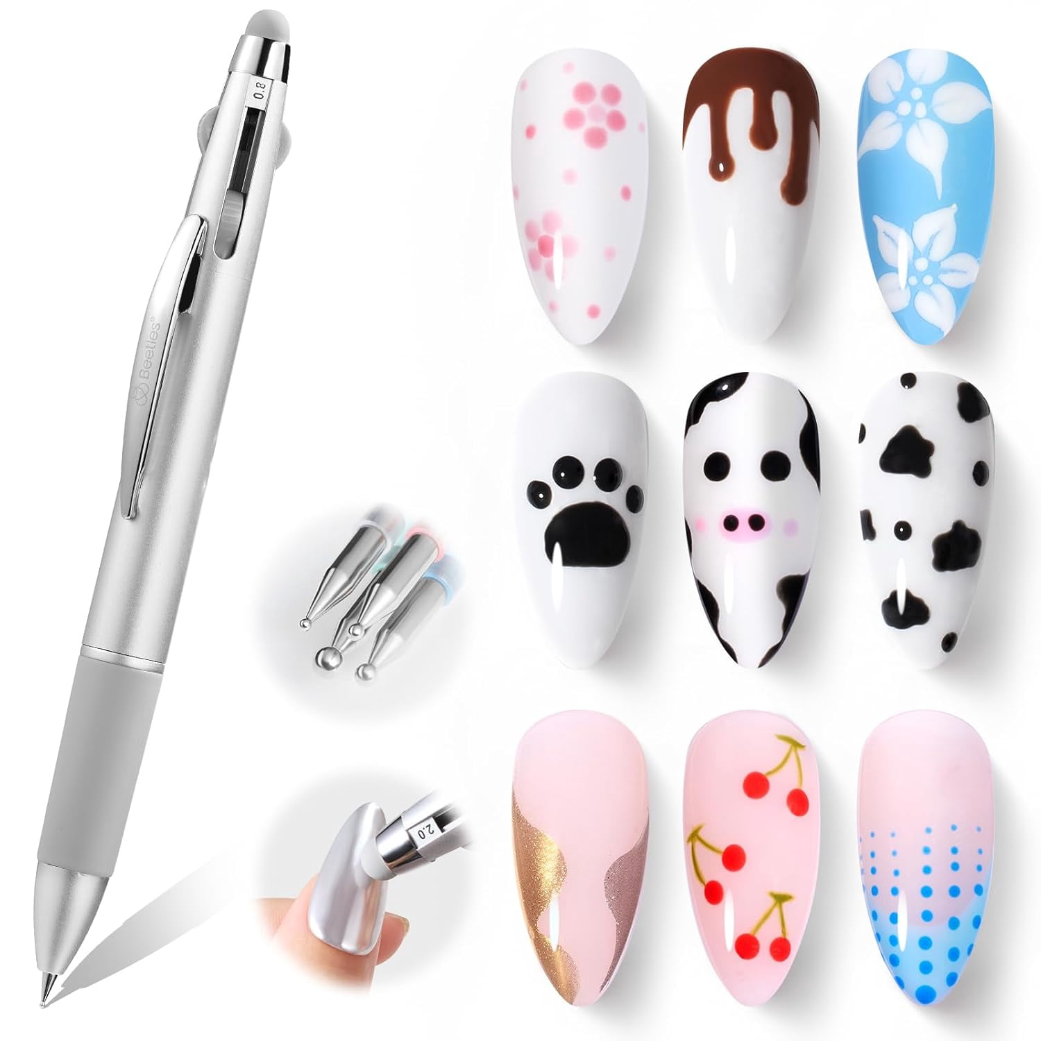 Beetles Nail Dotting Pen 4-in-1 Manicure Art Tools in Ballpoint Design ...