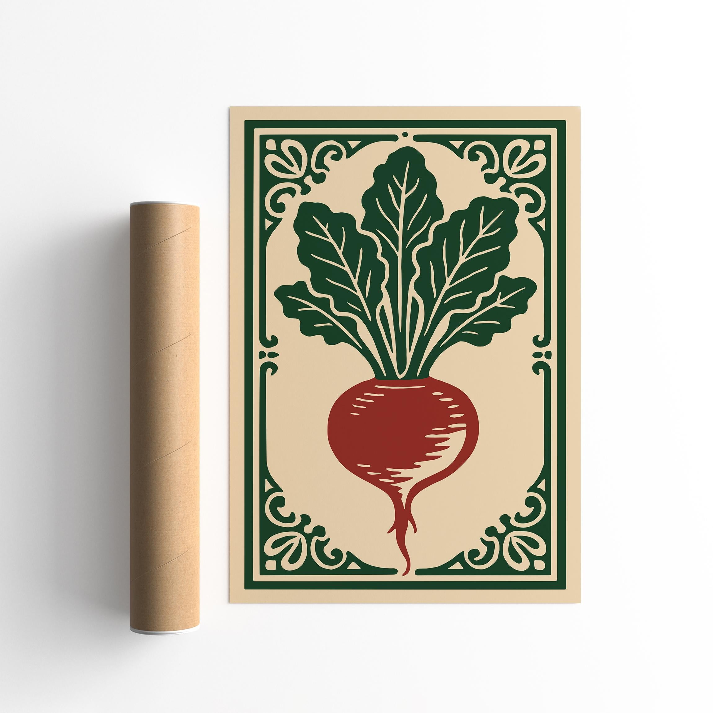 Beetroot Rococo Kitchen Print: Vintage Botanical Wall Art UNFRAMED ...