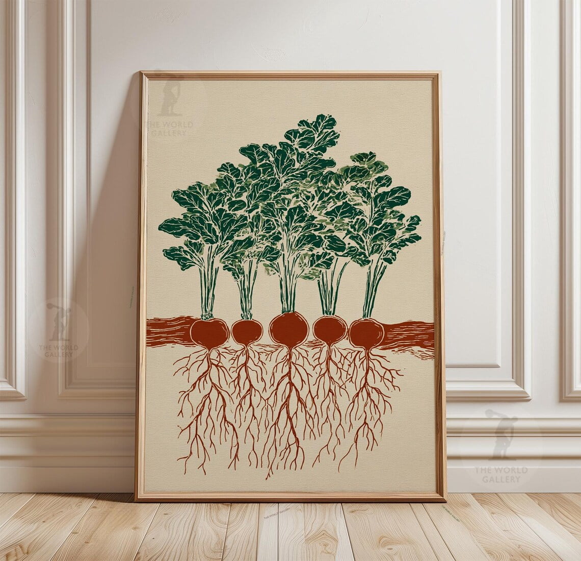 Beetroot Roots Illustration Green Red Botanical Paper Poster Decor ...
