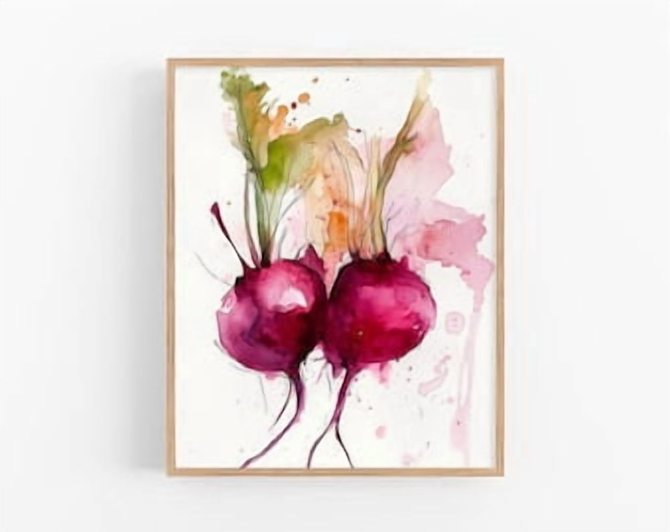 Beetroot Watercolor Poster Rustic Kitchen Wall Art Farmhouse Vegetable ...