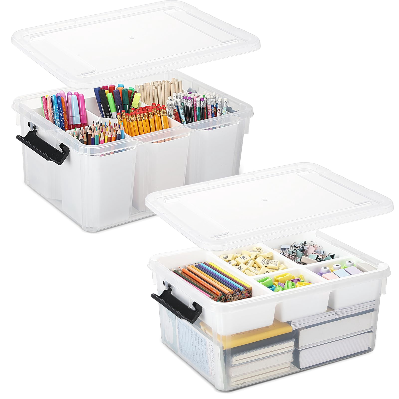 Beeveer 2 Pack 17 QT Plastic Storage Bins Clear Storage Box with Lids ...