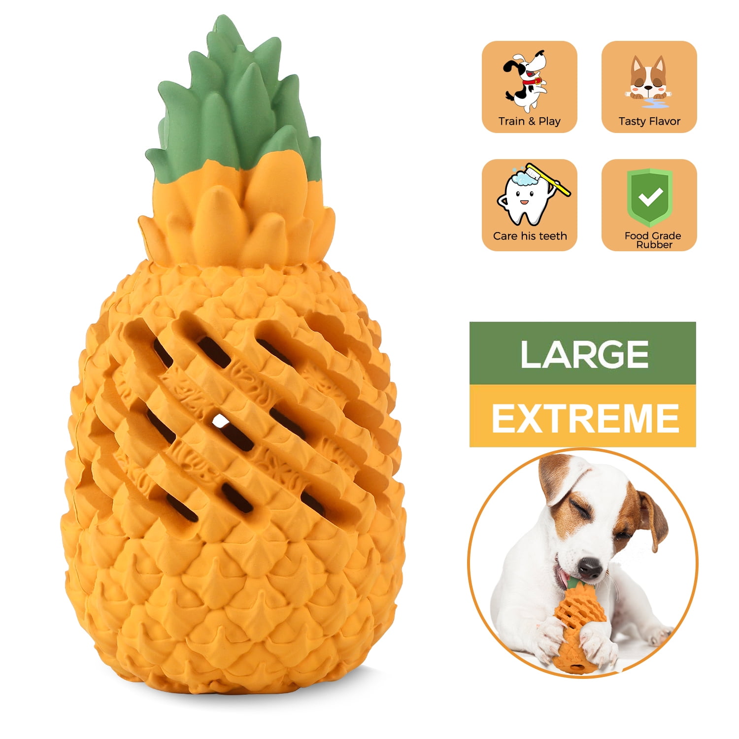 Beewarm Pineapple Tough Dog Chew Toy for Aggressive Chewers, Green ...