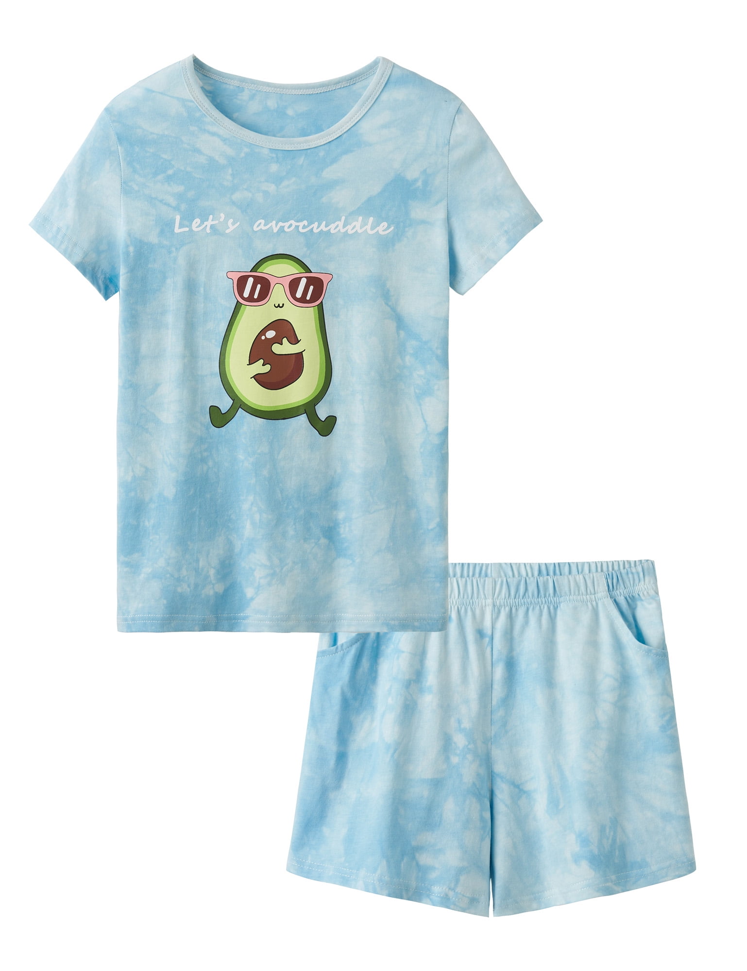 Beezizac 2-Piece Little & Big Girls Shorts Pajama Summer Avocado, Size 4T-18 - Walmart.com