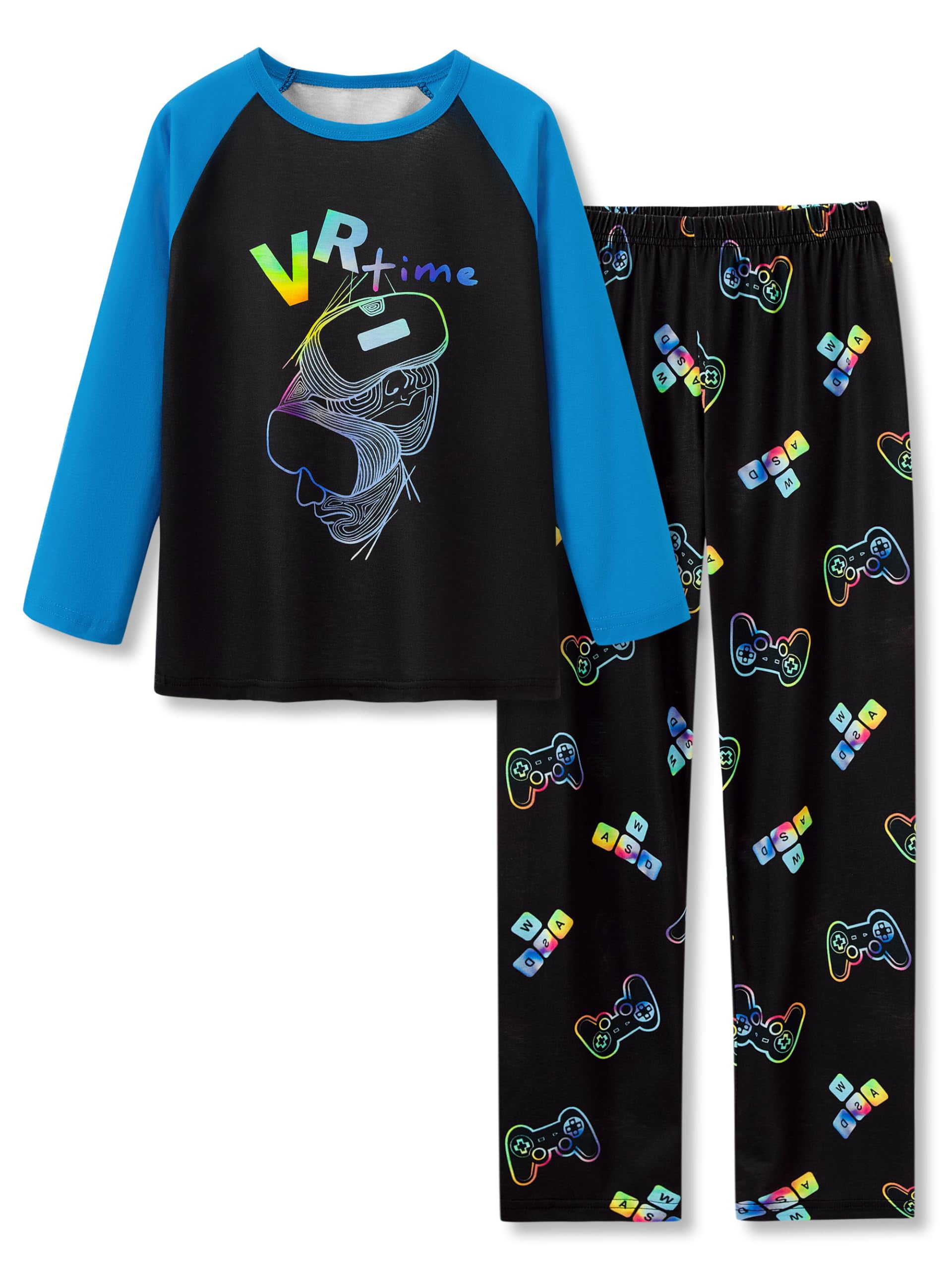 Beezizac 2-Piece Pajamas For Boys VR Time Gamer Cool Long Sleeve ...