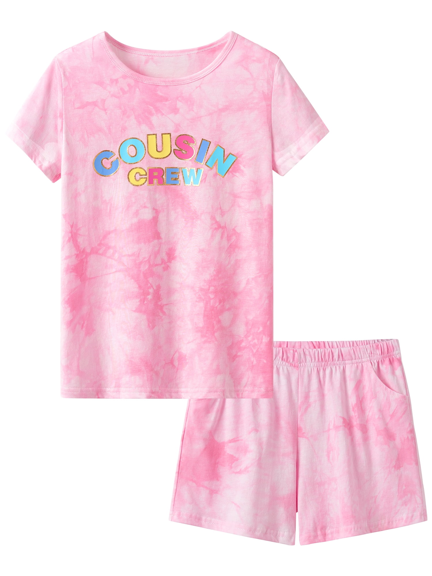 Beezizac 2-Piece Tie Dye Cousin Crew Pajamas for Girls Short Summer, Size 4T-18 - Walmart.com