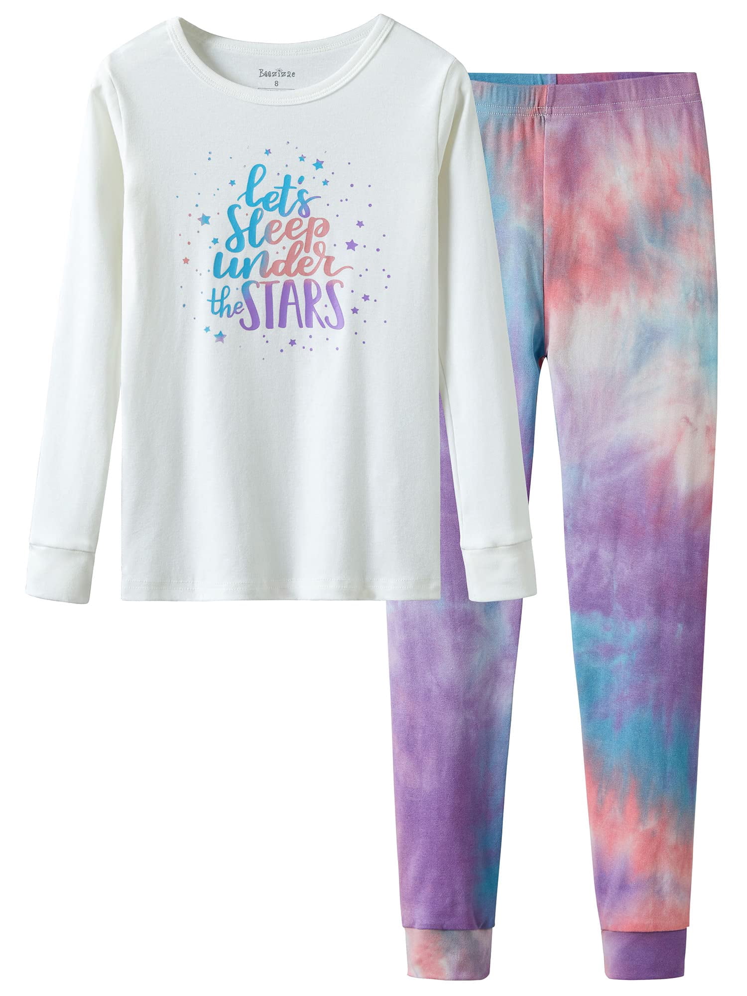 Beezizac Girls Long Sleeve Cotton Pajamas Tie-Dye Sleepaway Camp 2 ...