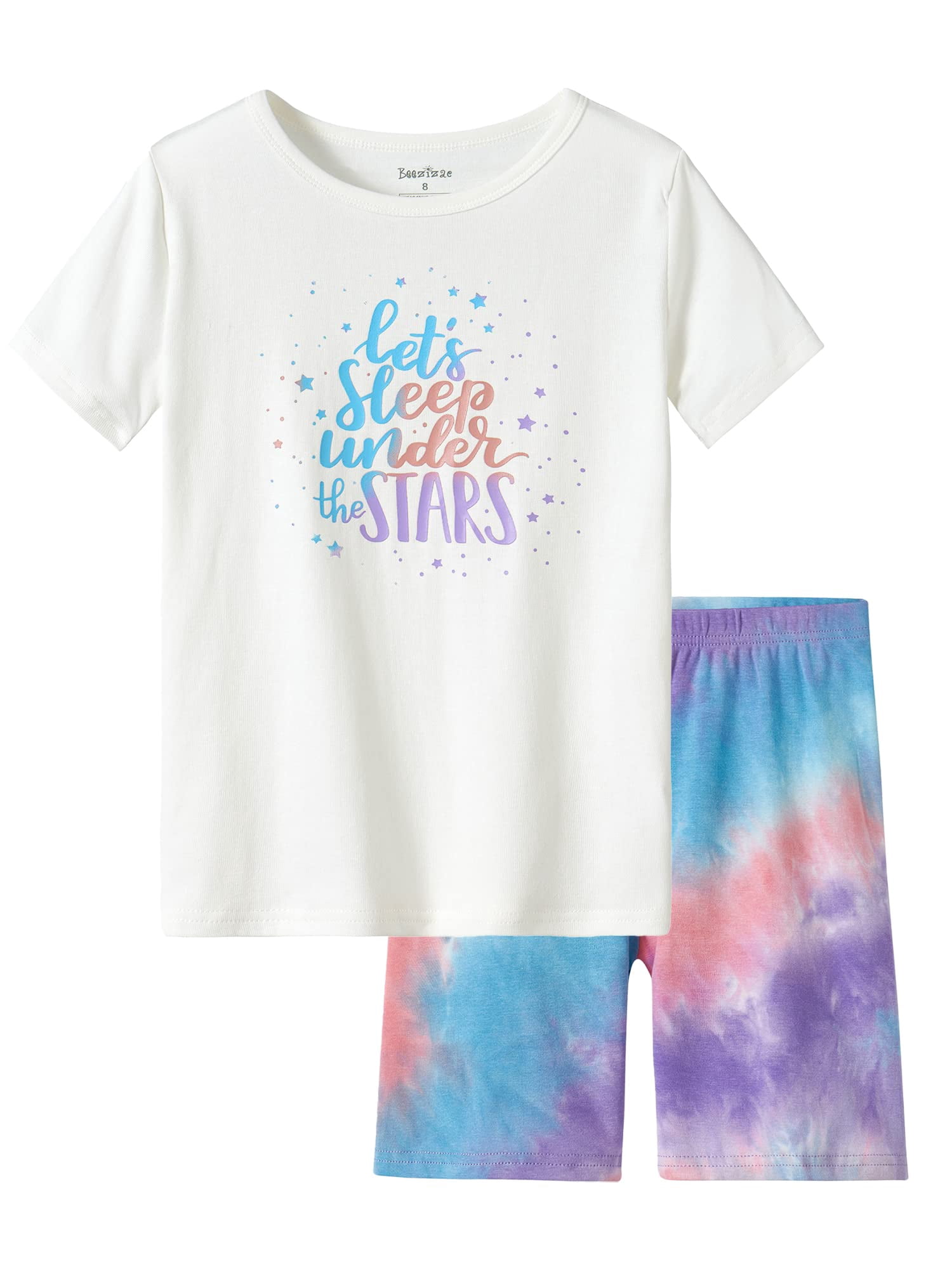 Beezizac Girls Short Sleeve Cotton Pajamas Tie-Dye Sleepaway Camp 2 ...
