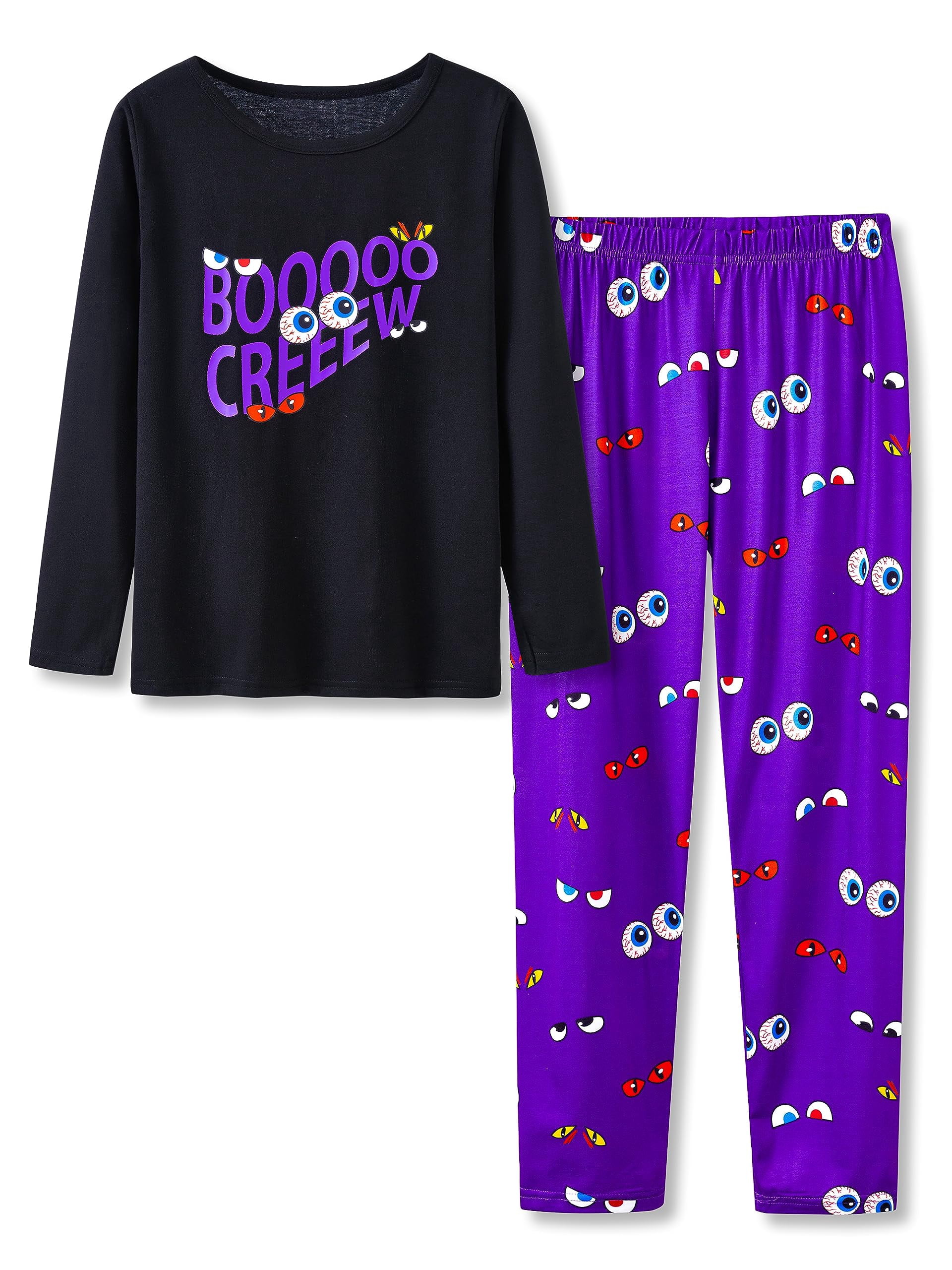 Beezizac Halloween Eyes Boo Crew Pajamas for Boys & Girls Tween Clothes ...