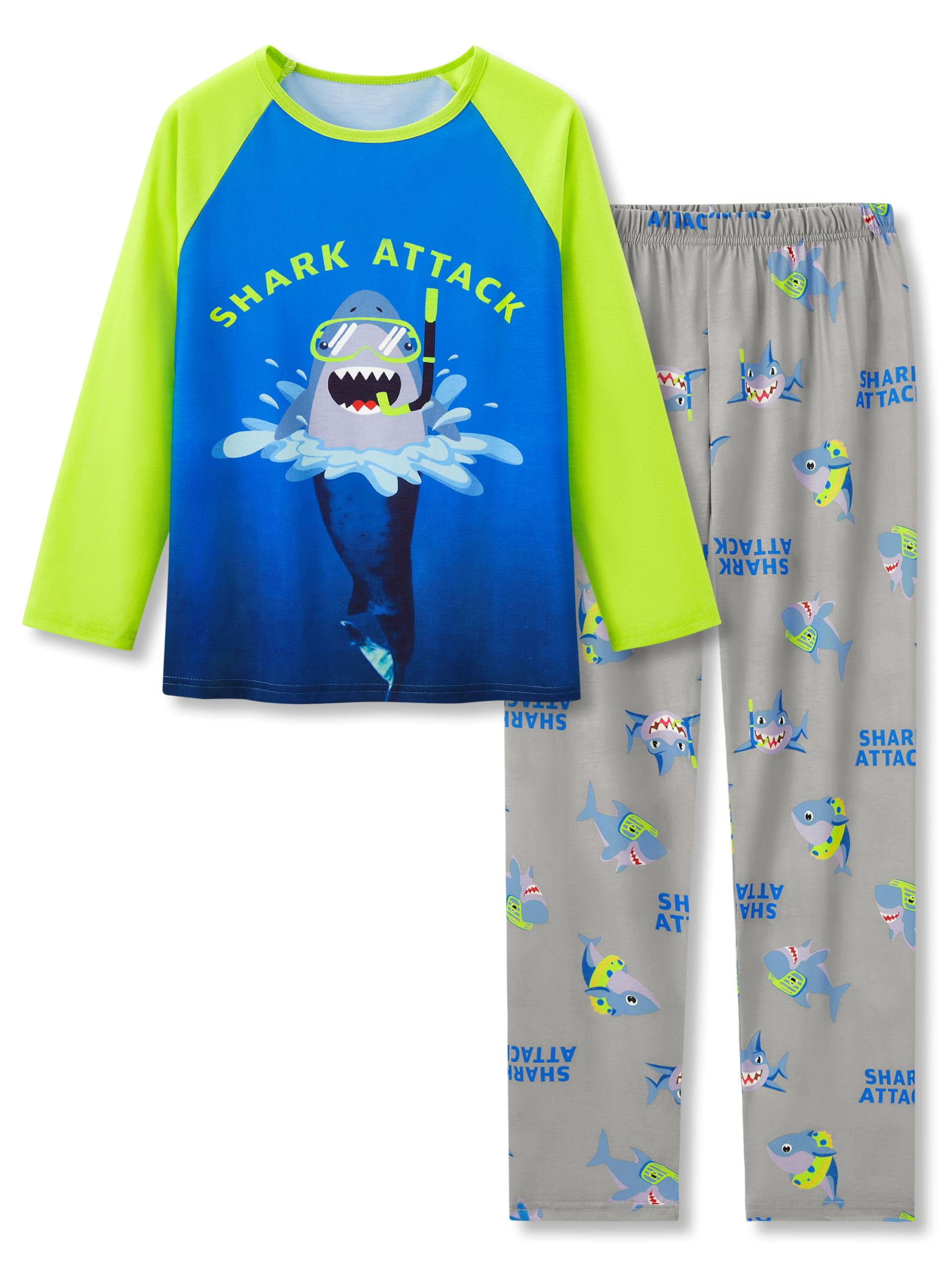 Beezizac Little & Big Boys Pajamas Snorkeling Shark 2-Piece Long Sleeve ...