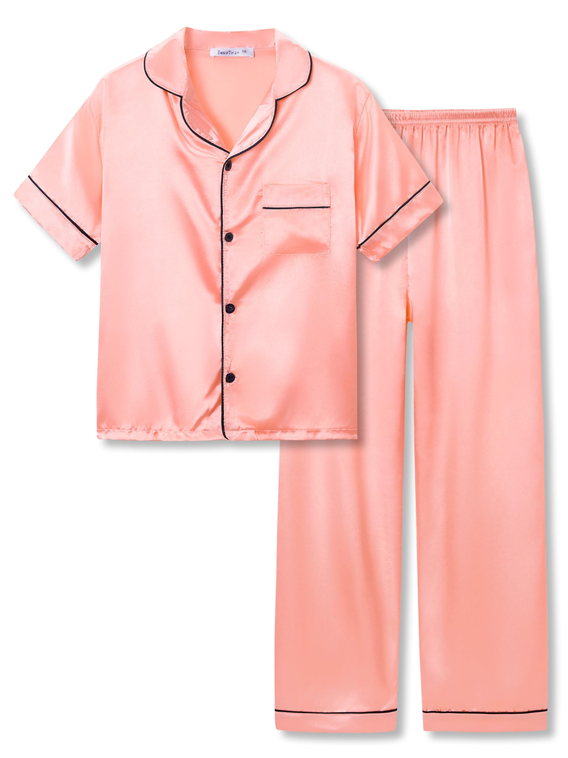 Beezizac Little & Big Girls Pajama Set Size 14 - Peach Satin Silky ...