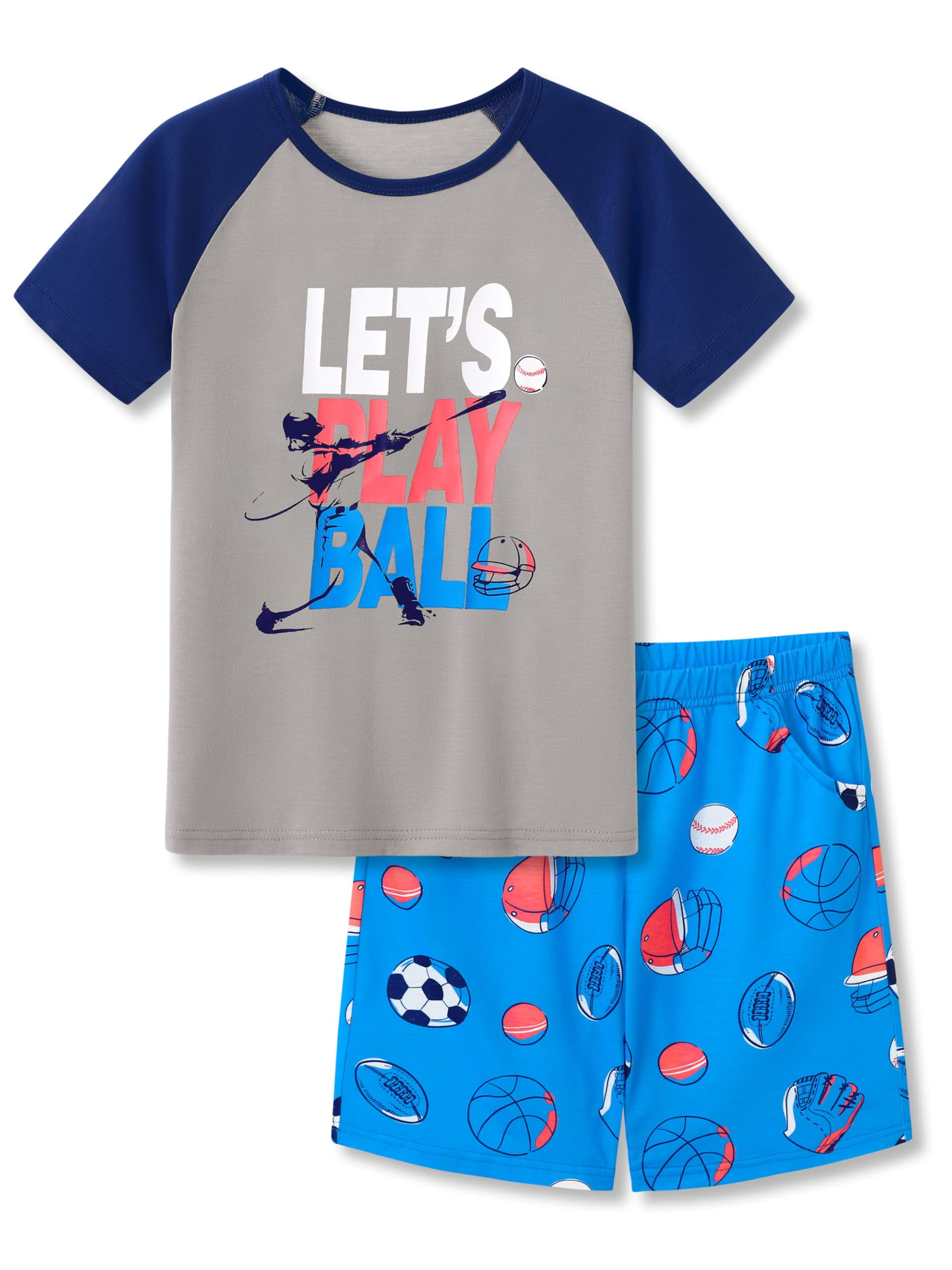 Beezizac Pajamas For Boys Multi - colored Balls Fun Short Sleeve Set ...