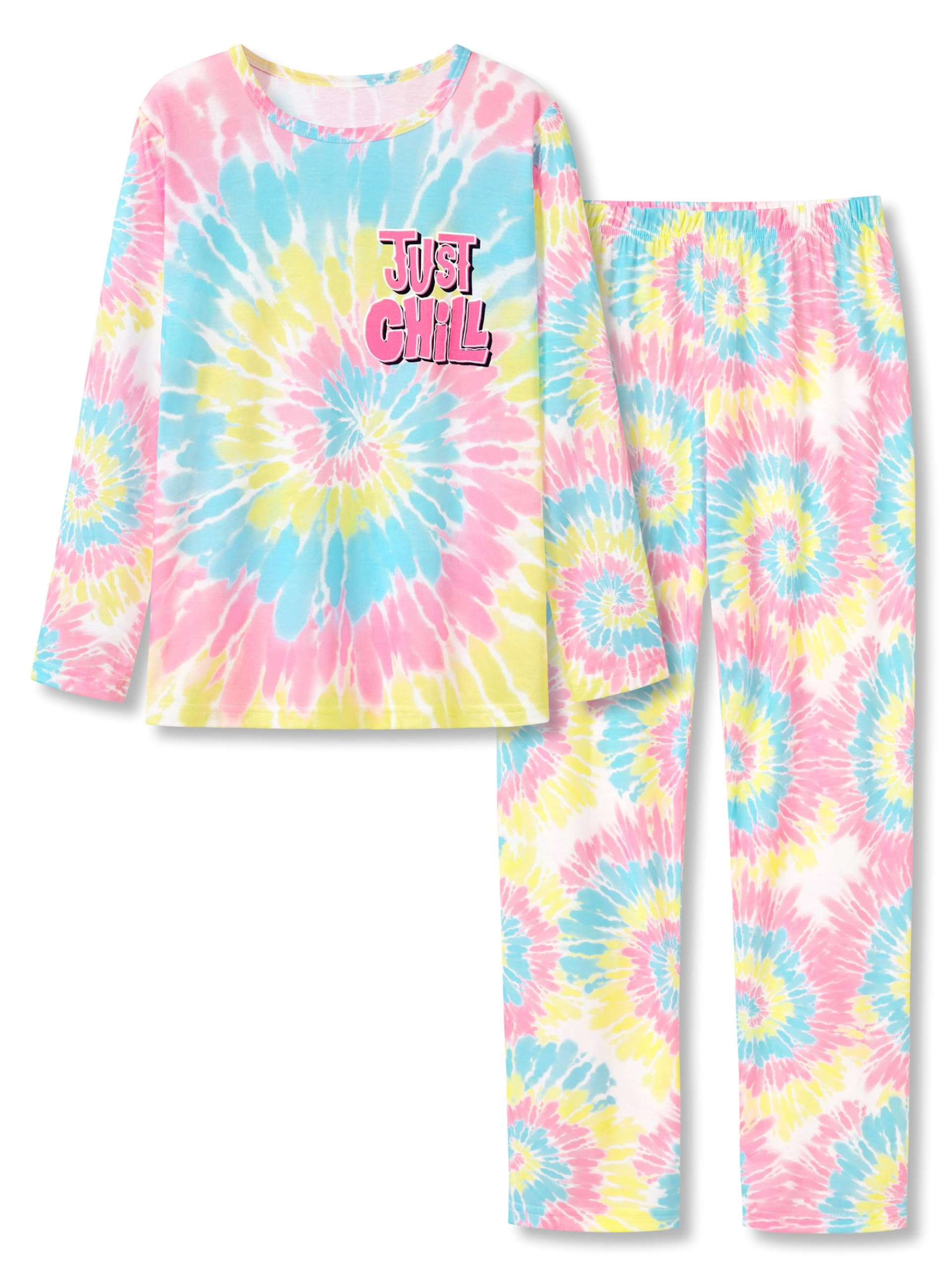 Beezizac Tween Girls Pajamas 2-Piece Adorable Swirl - Just Chill Long ...