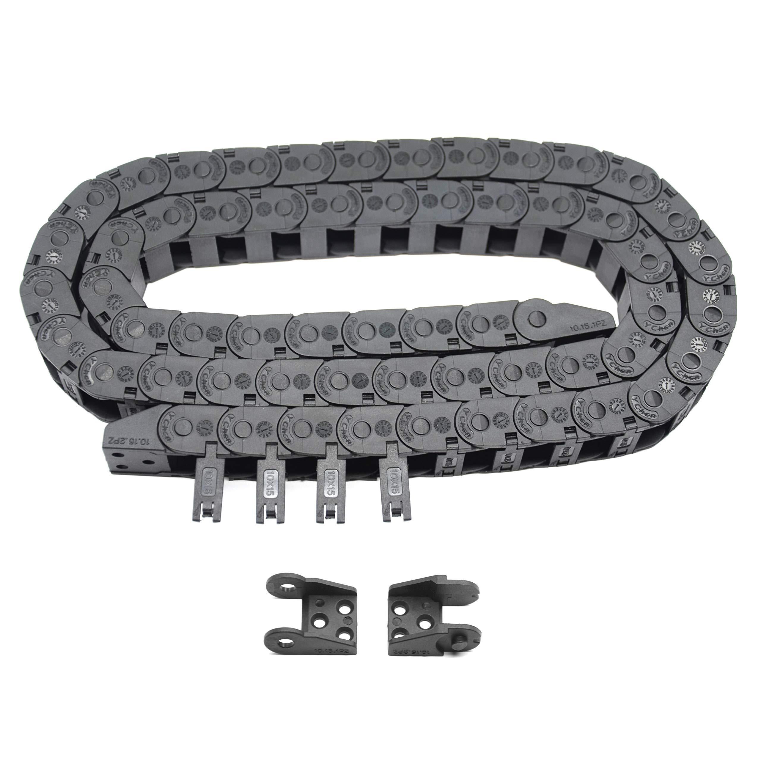 Befenybay Flexible Drag Chain, Black Plastic, 10x15mm Internal Size, 1m ...