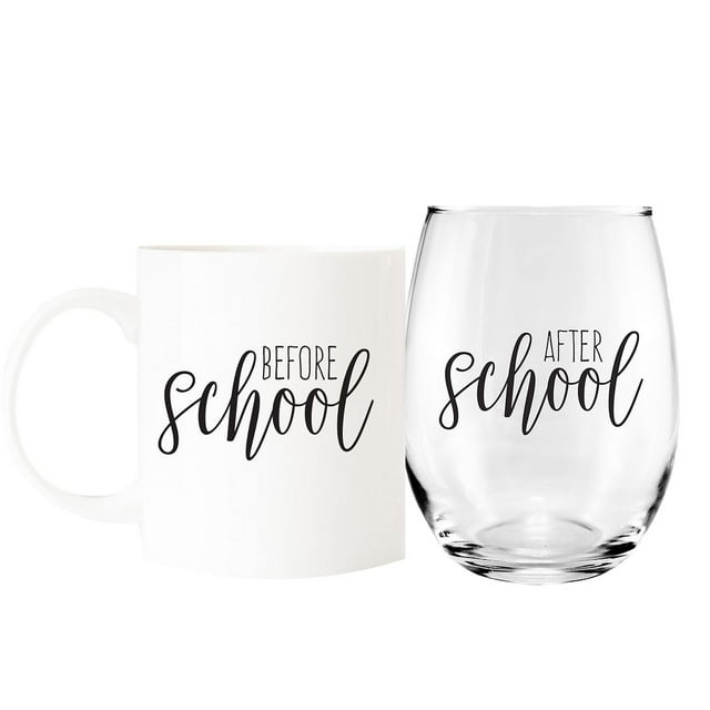 Walmart Before/After School Coffee Mug & Wine Cup Set, Christmas Gift ...