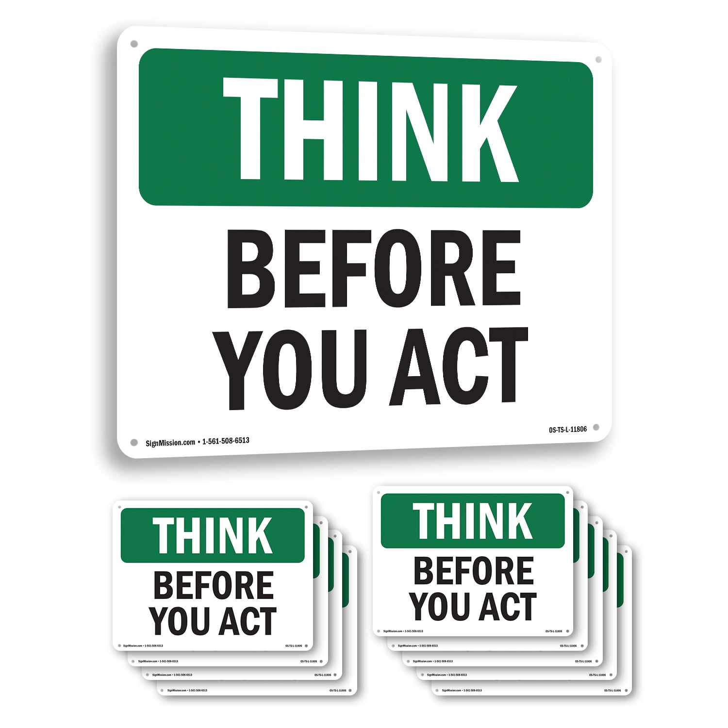 Before You Act OSHA Think Rigid Plastic Sign 18 Inch x 12 Inch - 10 ...