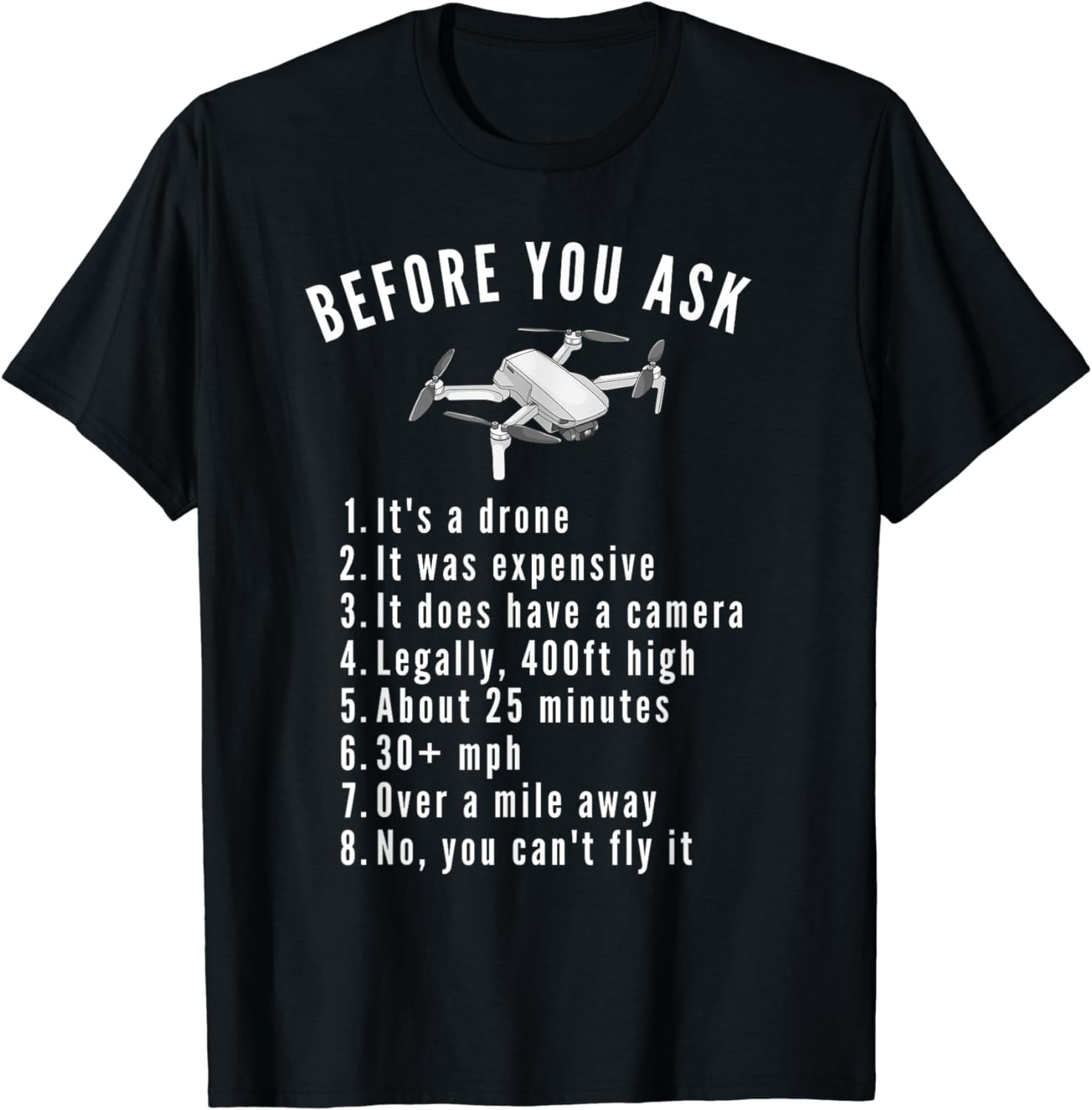 "Before You Ask" Yes It's A Drone Funny Drone Pilot T-Shirt - Walmart.com
