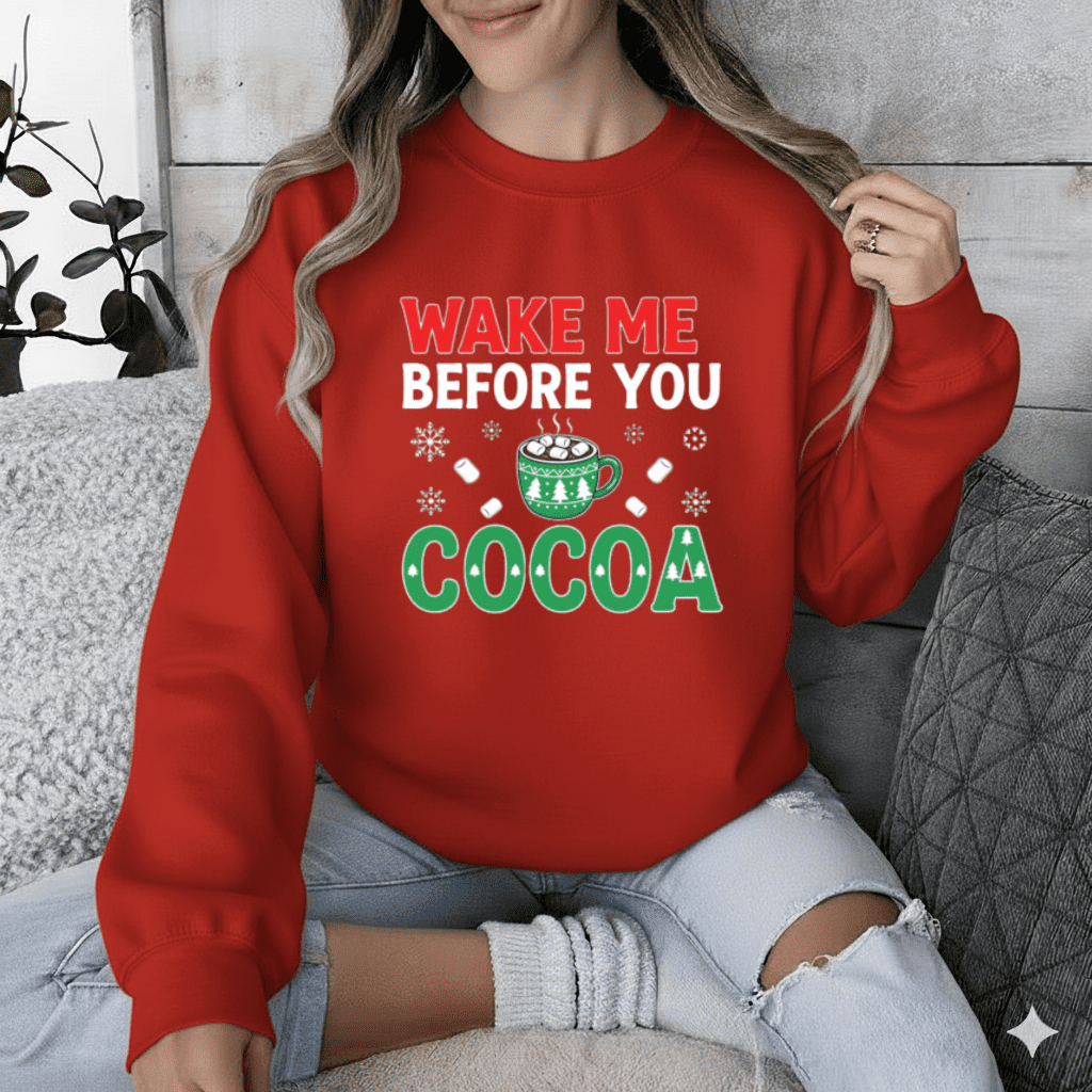 Before You Cocoa Funny Holiday Hot Drink Quote Wake Me Sweatshirt, up to size 5XL - Walmart.com
