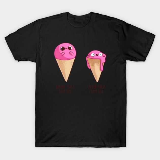 Before and After First Gym Day Ice Cream Funny Workout Progress Unisex ...