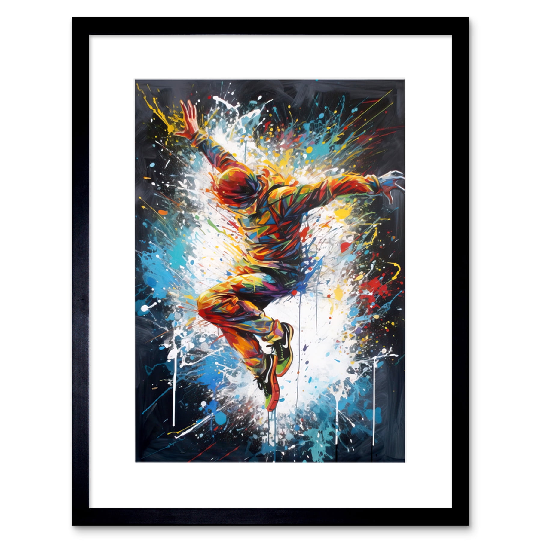 Before the Land Parkour Jump Paint Splat Portrait Artwork Framed Wall ...