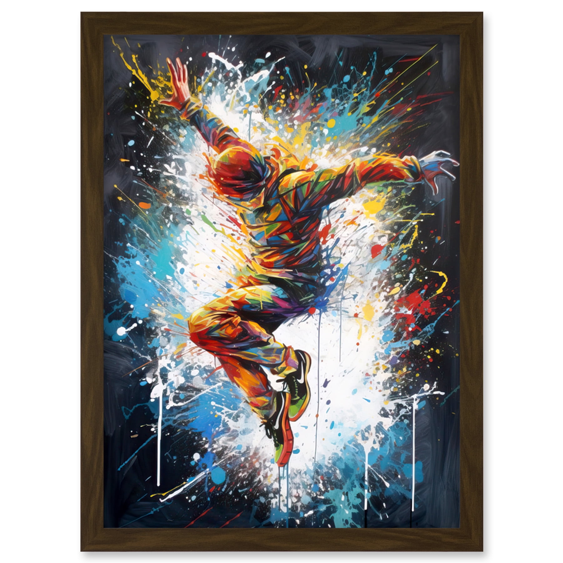 Before the Land Parkour Jump Paint Splat Portrait Artwork Framed Wall ...