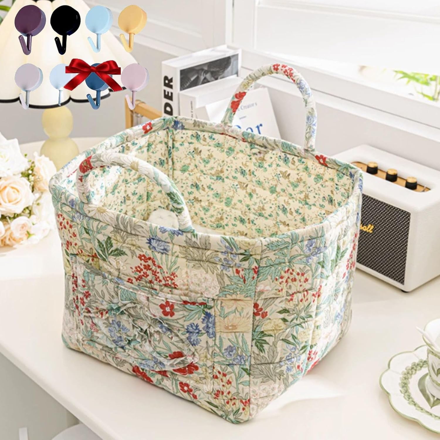 Beforeihand Boho Fabric Storage Basket, Parkeenn Basket, Boho Floral ...