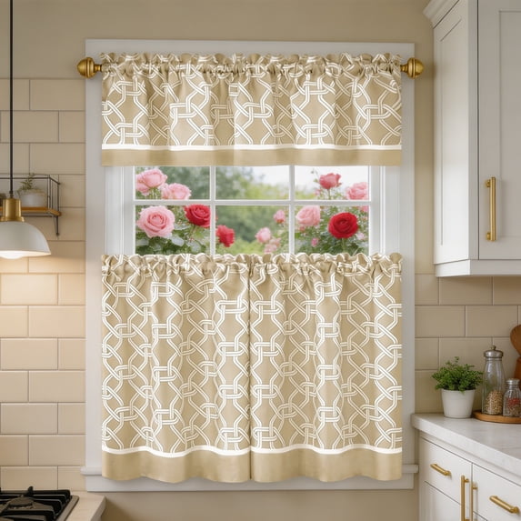 Beforeyayn 2D Print Kitchen Short Curtain Washable Kitchen Decor ...