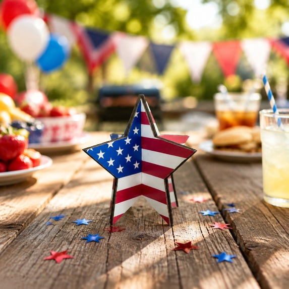 Beforeyayn 4Th Of July Wooden Star Tabletop Ornament, Flag Patterns 3D ...