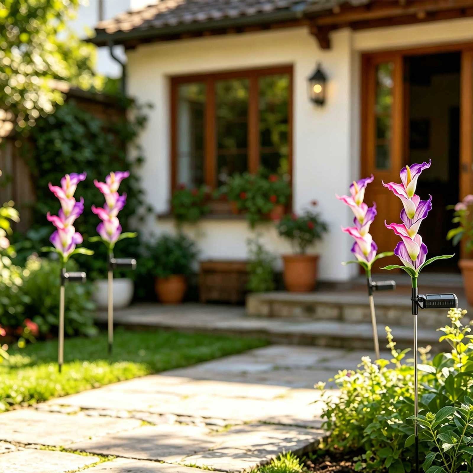 Beforeyayn Artificial Callas Solar Garden Stake Lights Multicolor ...