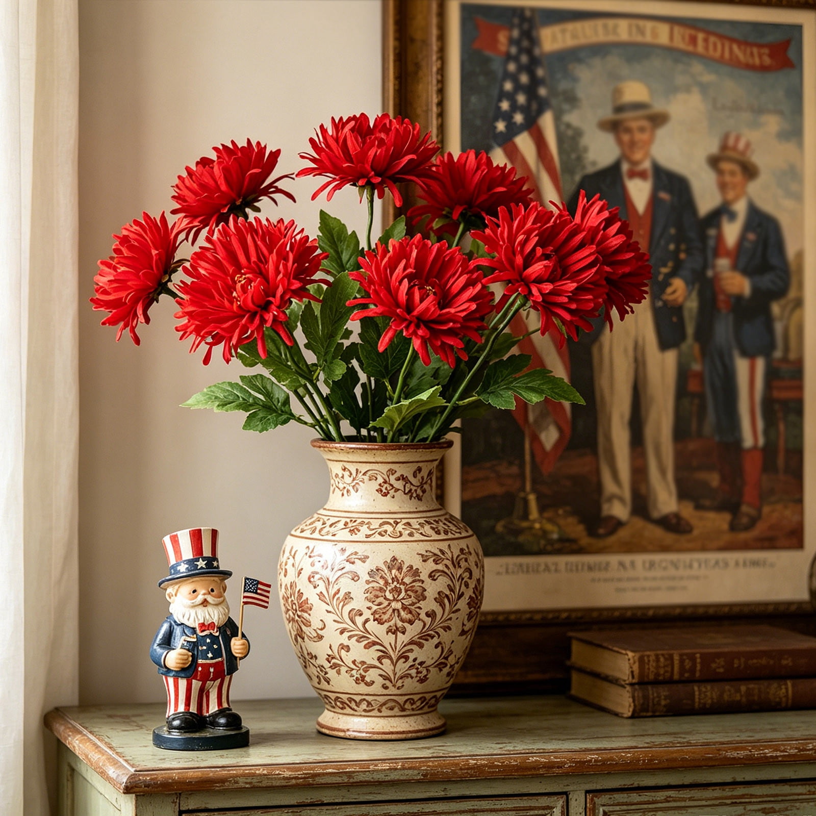 Beforeyayn Artificial Flower, Independence Day Theme Patriotic Red ...