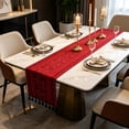 Beforeyayn Burgundy Floral Embossed Table Runner, With Tassels Vintage ...