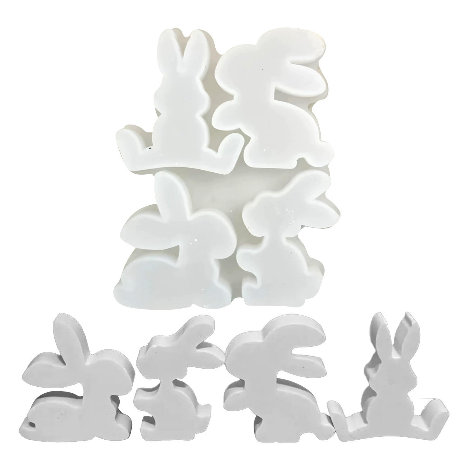 Beforeyayn Easter Bunny Four Pose Silicone and Gypsum Mold Set, Running ...