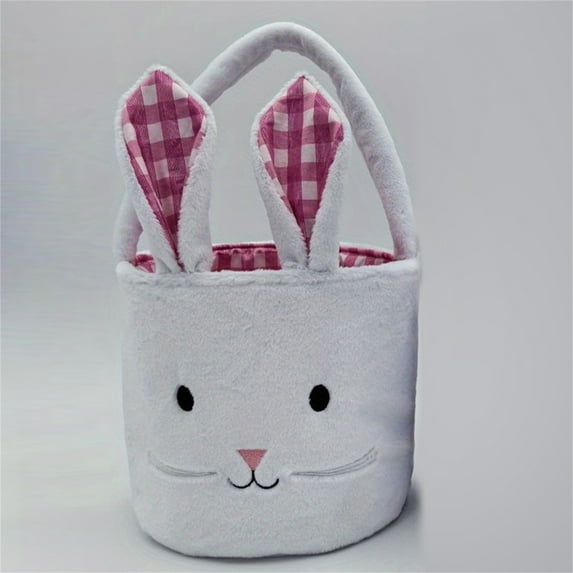 Beforeyayn Easter Plush Bunny Basket for Kids Fluffy Easter Bag with ...