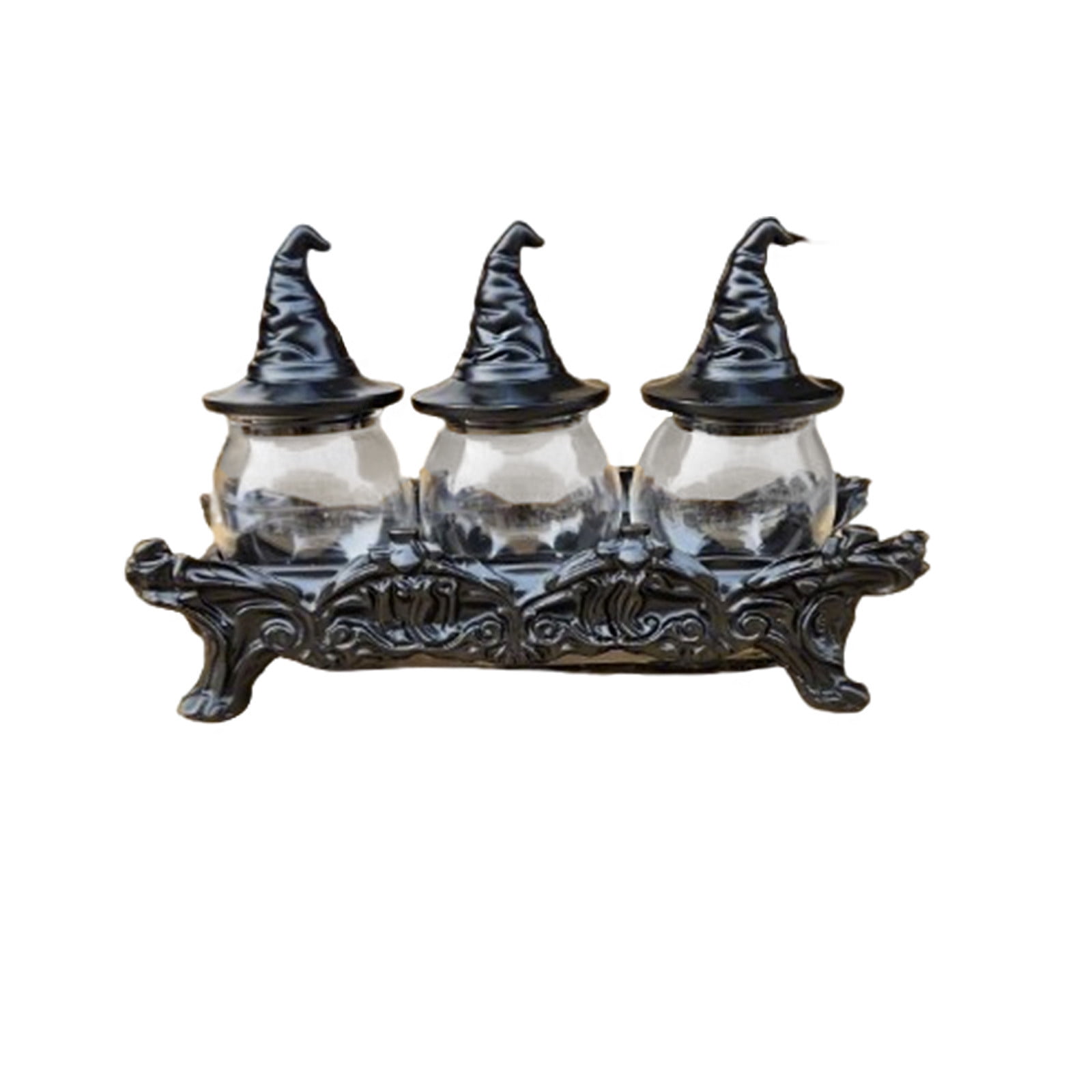 Beforeyayn Glass Spice Jar Set with Iron Base, Set of Three Kitchen ...