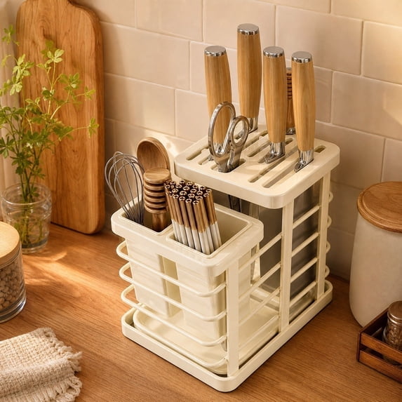 Beforeyayn Kitchen Knife Rack Storage Rack Countertop Multi Functional ...