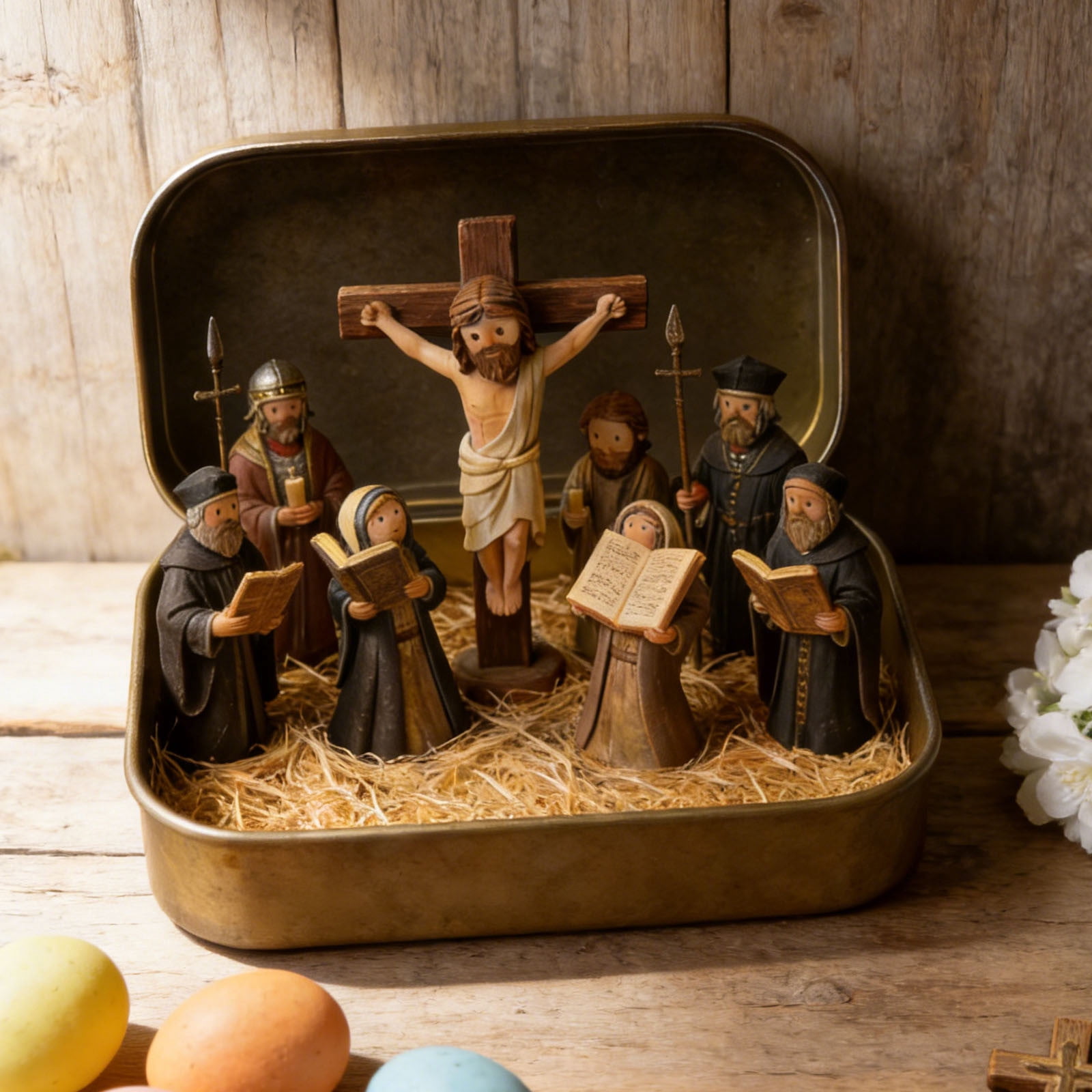Beforeyayn Miniature Nativity Scene Set, Tin Box Religious Christmas ...