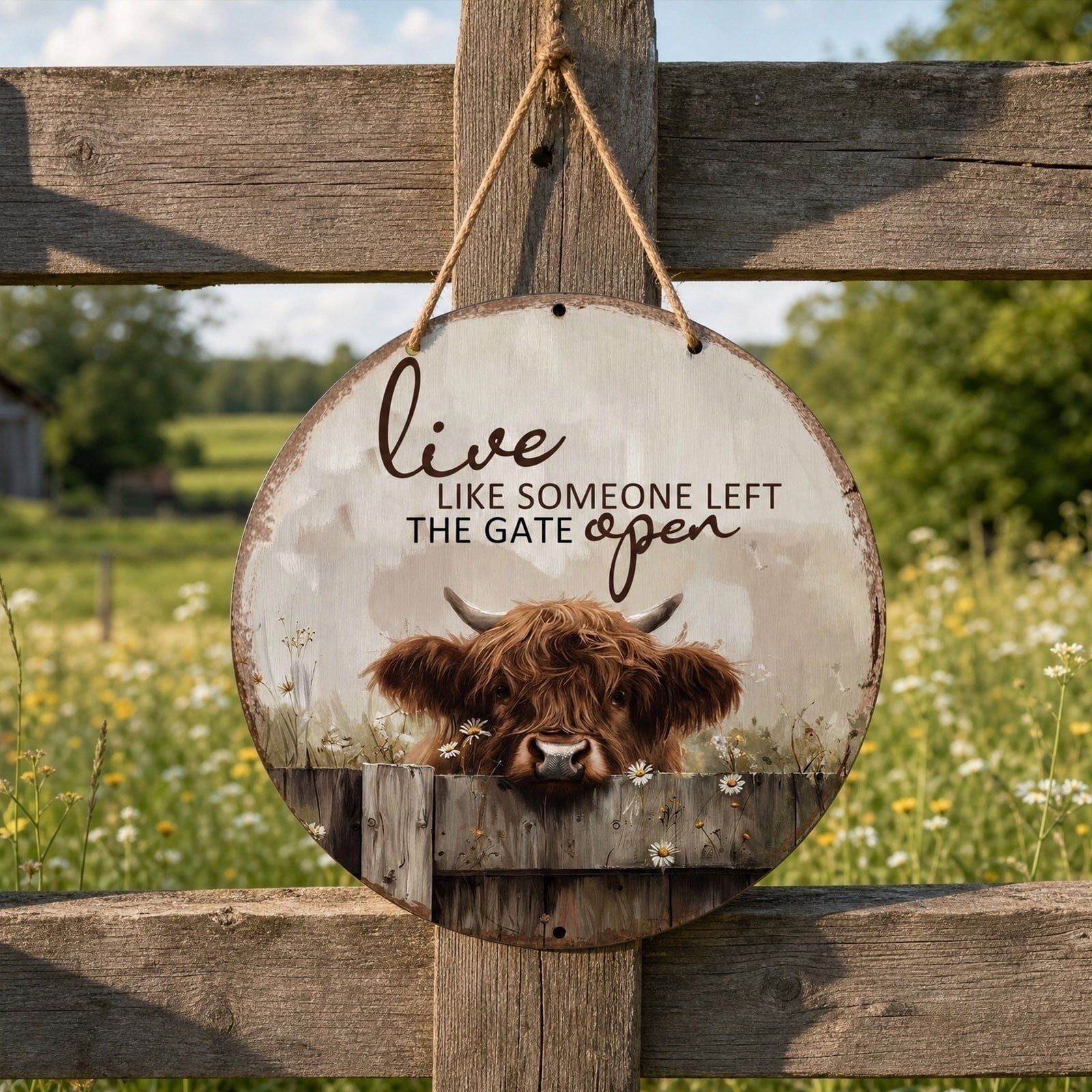 Beforeyayn Outdoor Courtyard Hanging Happy World Sign Decor, Metal Word ...