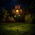 Beforeyayn Outdoor Iron Solar Owl Garden Statue, Ground stake light ...
