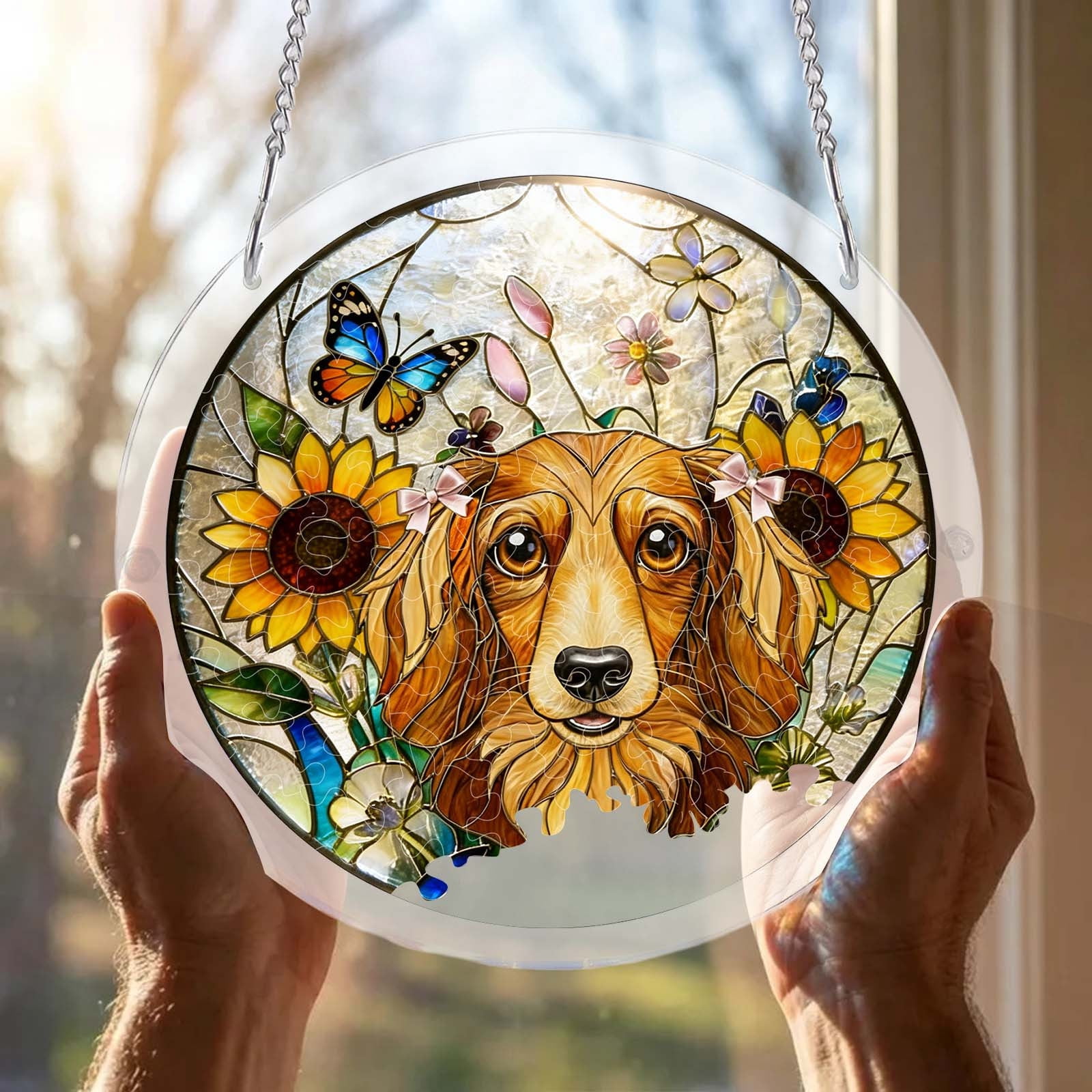 Beforeyayn Rainbow Acrylic Suncatcher, 83 Piece Stained Glass Puzzle ...