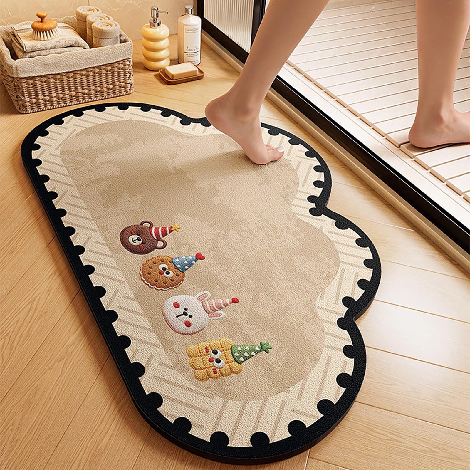 Beforeyayn Special Shaped Door Mat Absorbent, Non Slip Bathroom Rug ...