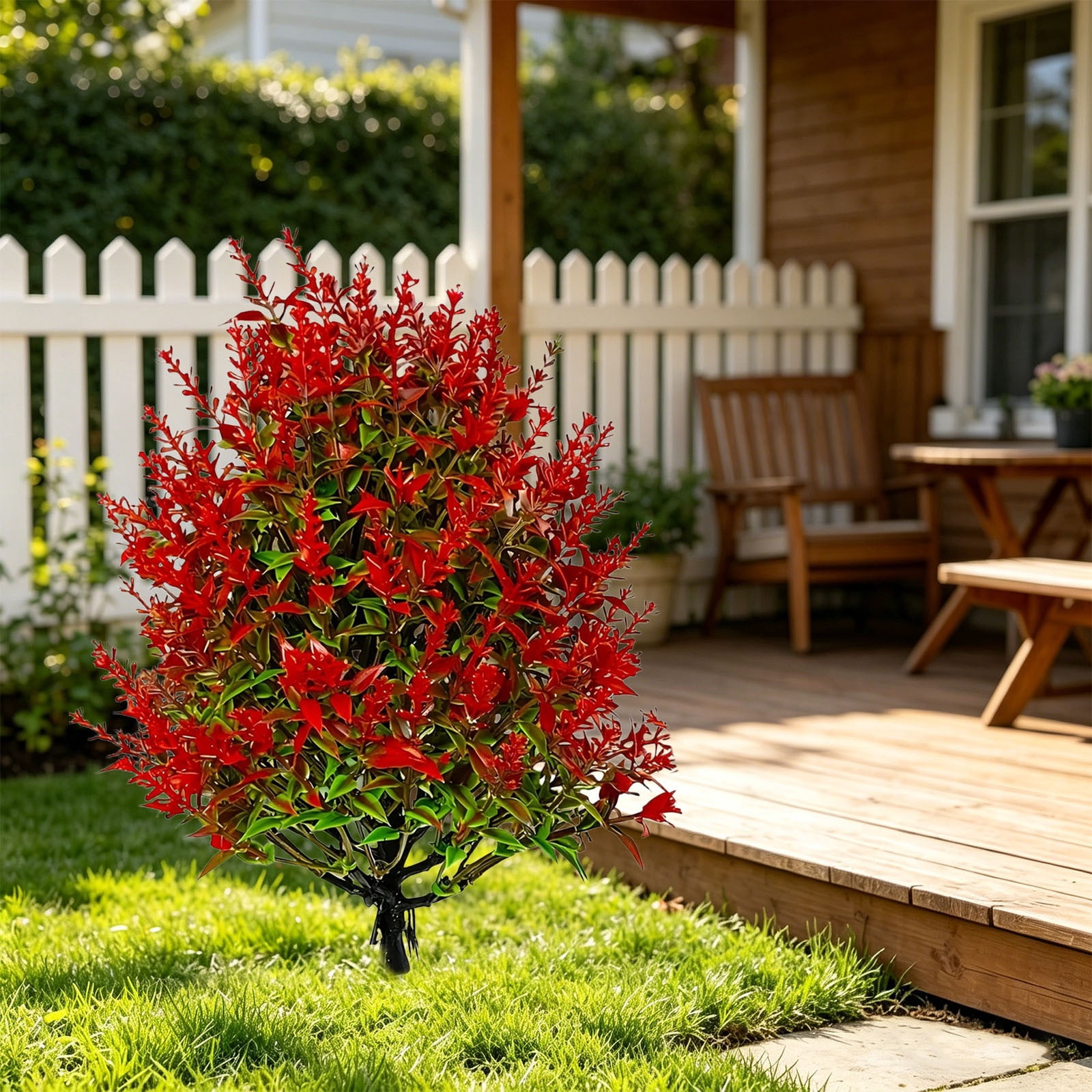 Beforeyayn Spring Artificial Fern Ground Stakes, Faux Greenery Bush for ...