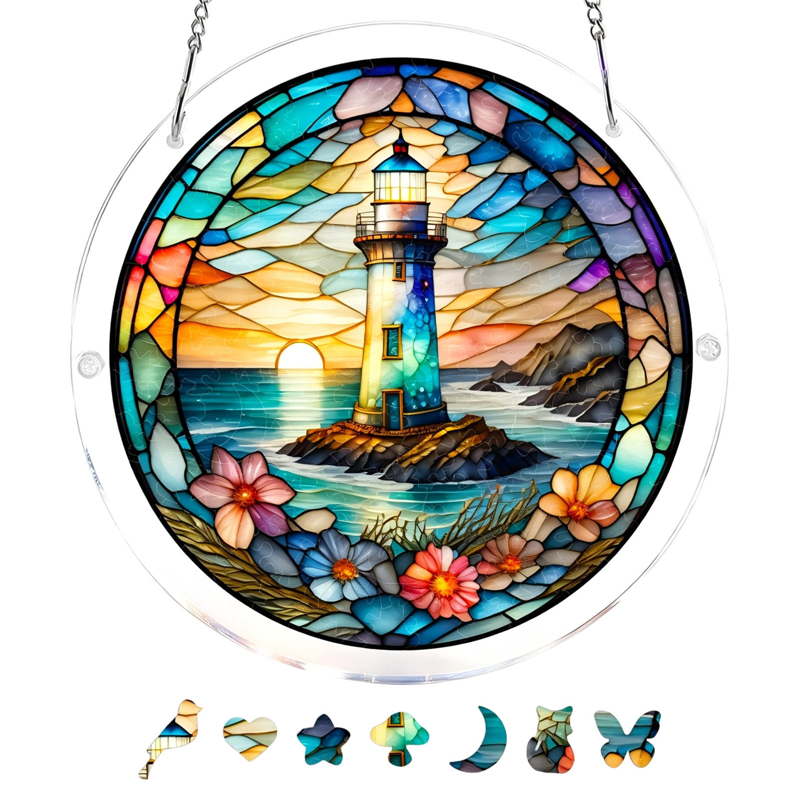 Beforeyayn Stained Glass Style Acrylic Suncatcher, Colorful Flower ...