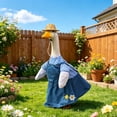 Beforeyayn Summer Straw Hats Striped Denim Overalls, Big White Gooses ...